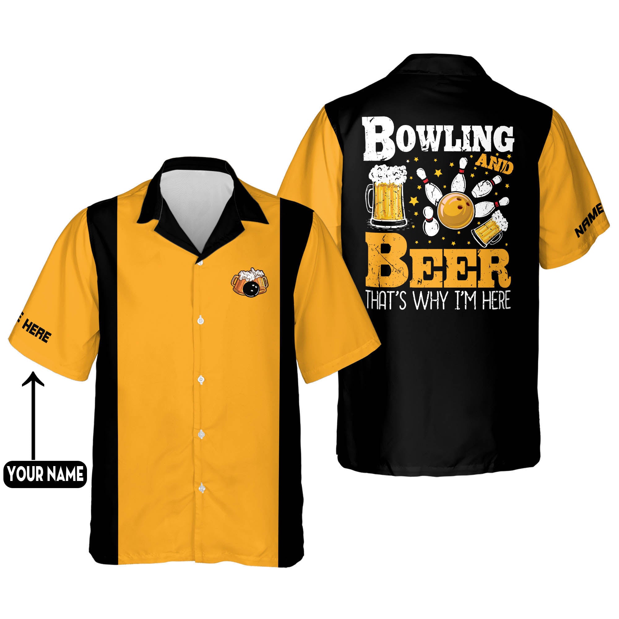 Custom Funny Bowling Shirts For Men And Women Retro - Bowling And Beer ...