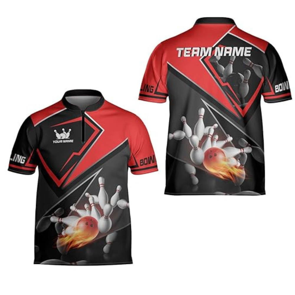 Custom Team Black And Red Bowling Jersey Shirt For Men Women, Custom F ...